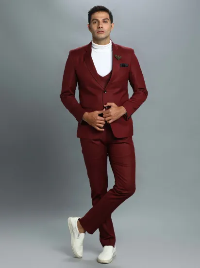 Rent Maroon 3 Piece Suit | Bold & Sophisticated Formal Wear