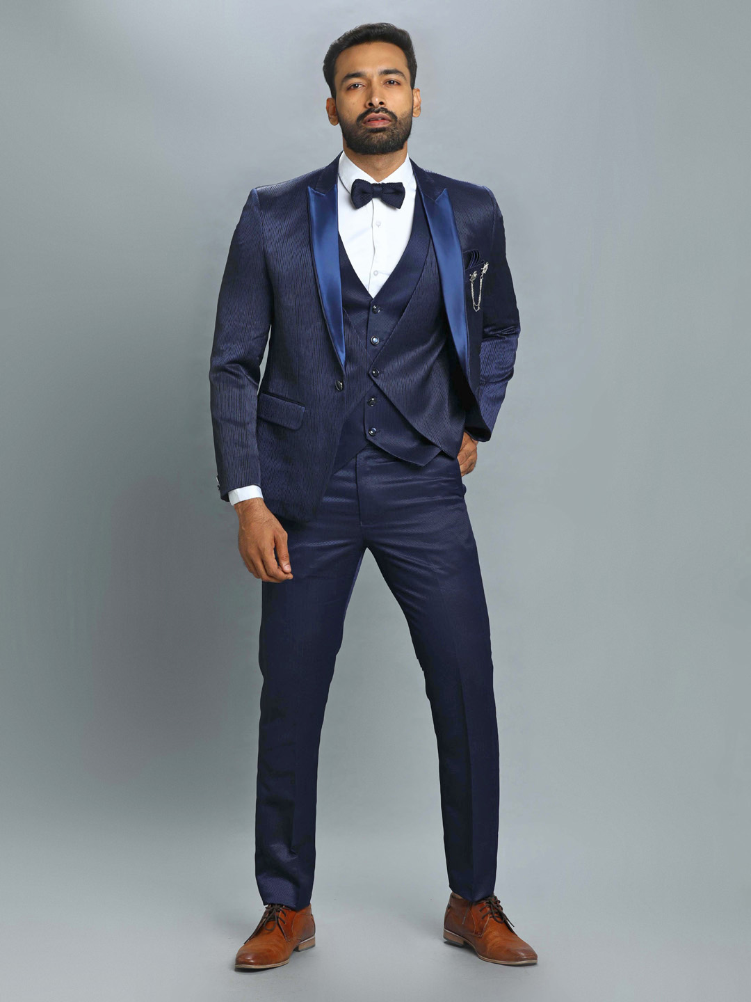 Rent/Buy Blue Straight Lines 3 Piece Suit | Home Trial | Free Delivery ...