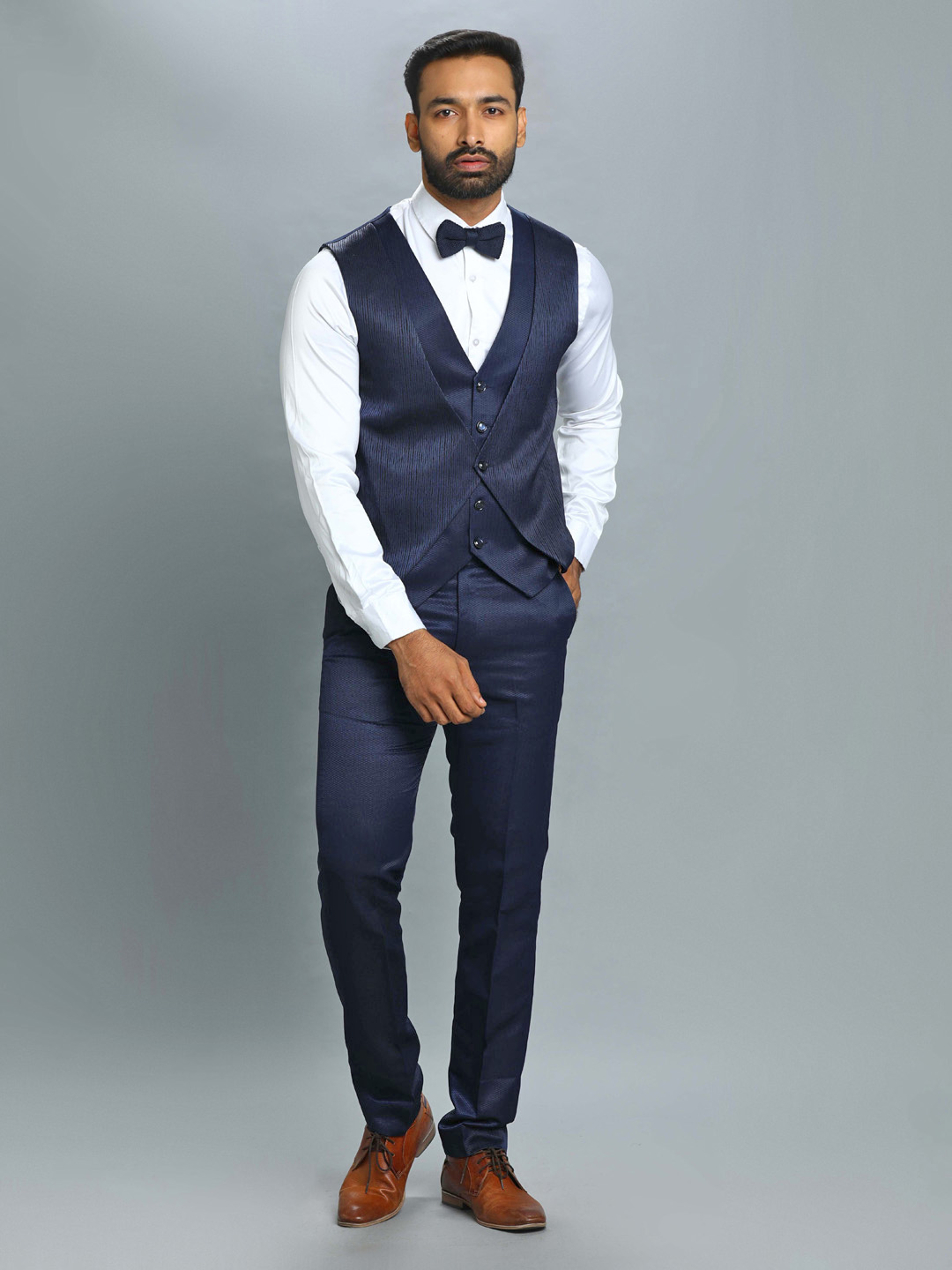 Rent/Buy Blue Straight Lines 3 Piece Suit | Home Trial | Free Delivery ...