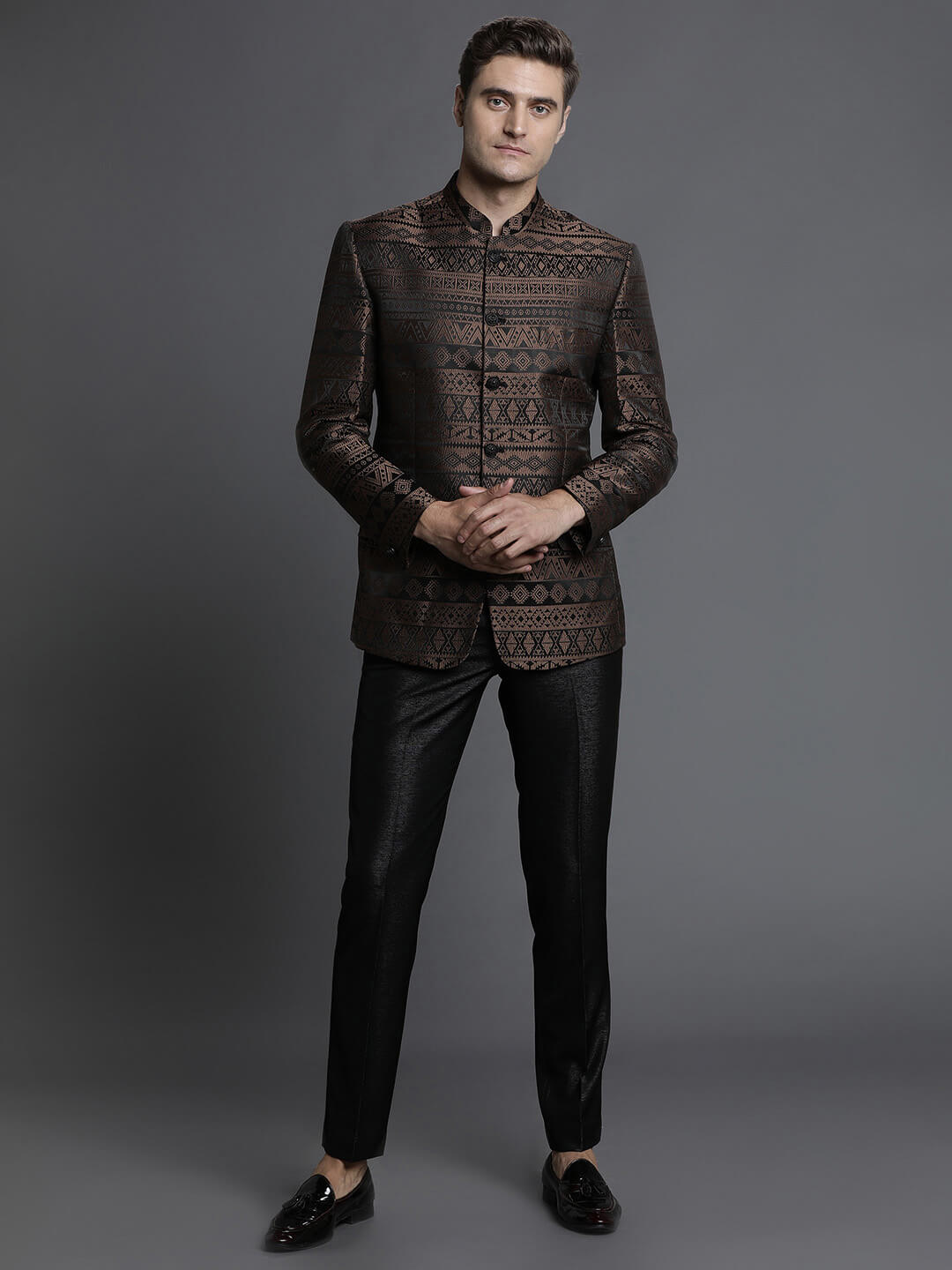 Candidmen: Brown Designer Bandgala